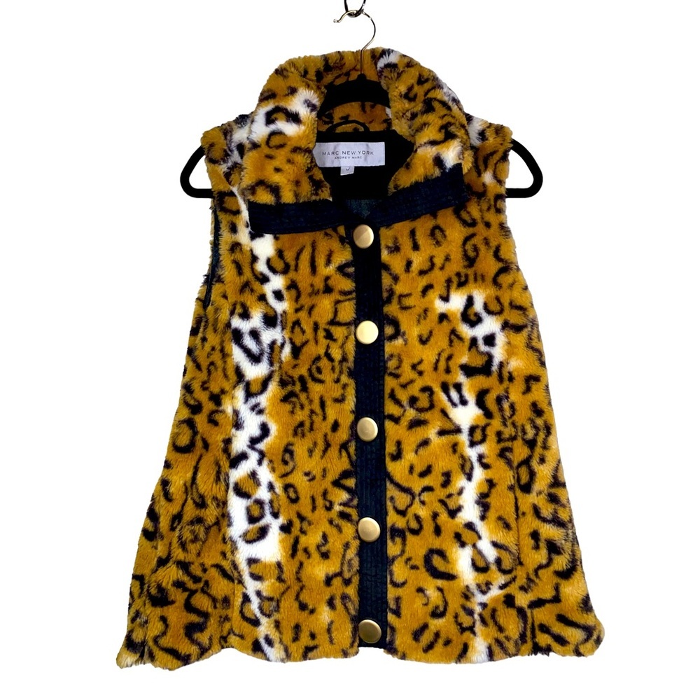 Andrew Marc Faux Fur Leopard Print Vest Medium. Extre… - Gem